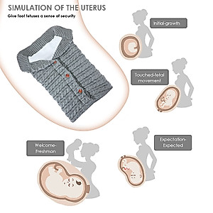 Yunnyp Newborn Baby Fleece Swaddle Blanket Winter Wrap Knitted Sleeping Bag Warm Knit Nap Blanket Plus Velvet,Bag Sleep Sack Stroller Wrap (Gray)