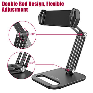 ULANZI Phone Mount Stand Holder for Desktop, VIJIM P001 with 2 Adjustable Arm and 360° Rotates, Universal Foldable Multi Angle, Compatible with iPad iPhone Tablet and More