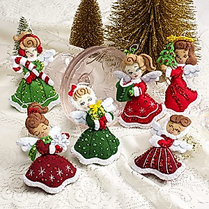 Bucilla Felt Applique 6 Piece Ornament Making Kit, Christmas Angels, Perfect for DIY Arts and Crafts, 89493E