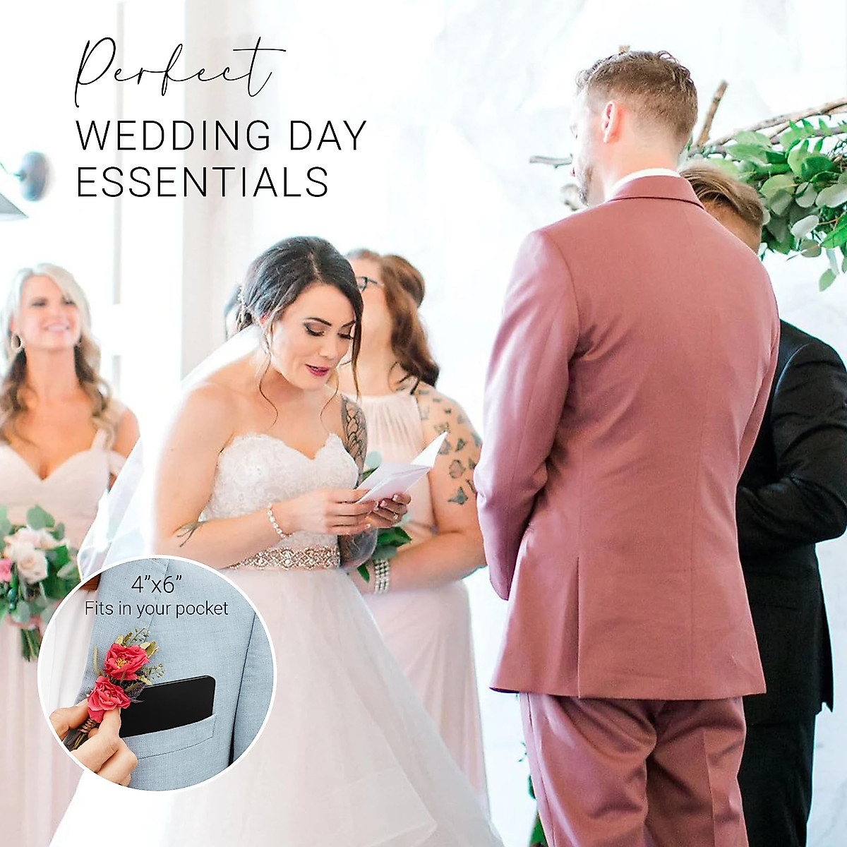 Wedding Vow Books His and Hers, Gold Foil Lettering & Keepsake Sleeve, Wedding Day Essentials, Beautiful His and Hers Gifts for The Bride and Groom (Black & White)