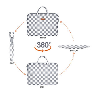 KL Artify Laptop Shoulder Bag Compatible with MacBook Air/Pro,13-13.3 inch Notebook,Compatible with MacBook Pro 14 inch,Polyester Briefcase Sleeve Case, white grey