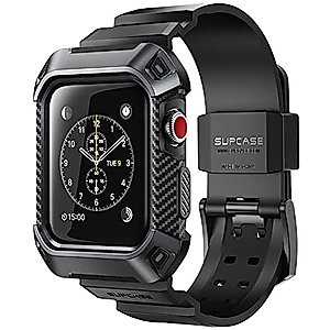 SUPCASE [Unicorn Beetle Pro] Case for Apple Watch 3 [42mm], Rugged Protective Case with Strap Bands for Apple Watch Series 3/2/1 (Black)