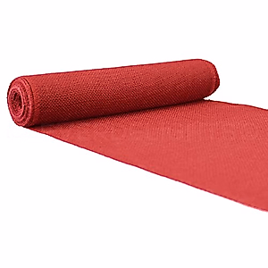CleverDelights 12" Red Burlap Roll - Finished Edges - 5 Yards - Jute Burlap Fabric