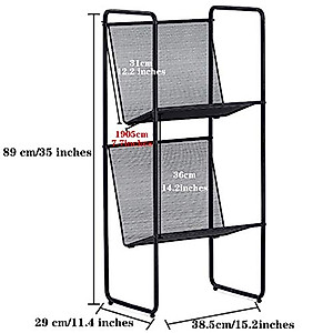ZYCSKTL Brochure Stand Mesh Magazine Rack Holder,Living Room Wrought Iron Floor Magazine Rack, Simple Small Bookshelf, Company Simple Propaganda Rack (Color : Black, Size : 2938.589cm)