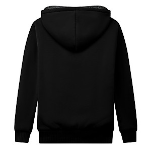 SWISSWELL Kids Fleece Hoodie Full Zip Hooded Sweatshirt Long Sleeve Cozy Jacket for Boys and Girls 6-15 Years Old (Black, 12-13)