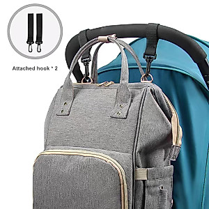 Meinkora Baby Diaper Bag Backpack, Multifunction Baby Diaper Bags, Dad Mom Travel Backpack Diaper Bag for Baby Boys Girls (Grey)