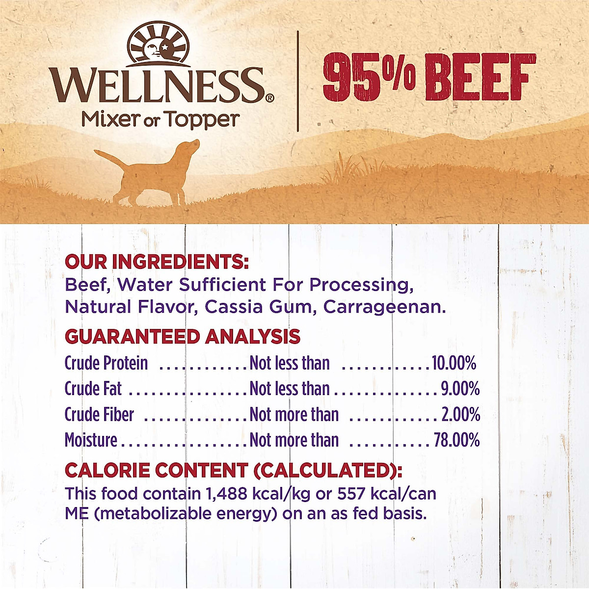 Wellness Natural Pet Food 95% Beef Natural Wet Grain Free Canned Dog Food, 13.2-Ounce Can (Pack of 12)