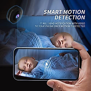 Mini Spy Hidden Camera WiFi Nanny Cam with App 1080P HD Small Wireless Portable Home Security Cameras Covert with Night Vision Motion Detection Built in Battery 32Gb SD Card for Home Indoor Outdoor