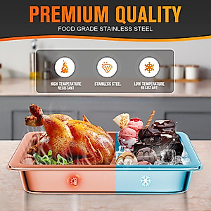 Hotel Pan, Full Size Steam Table Pan 4" Deep Stainless Steam Table Pan with Lid Full Size Food Pan 20.8" L x 13" W Anti Jam Stainless Steel Buffet Pan Commercial Stainless Steel Pan (4 Pack)