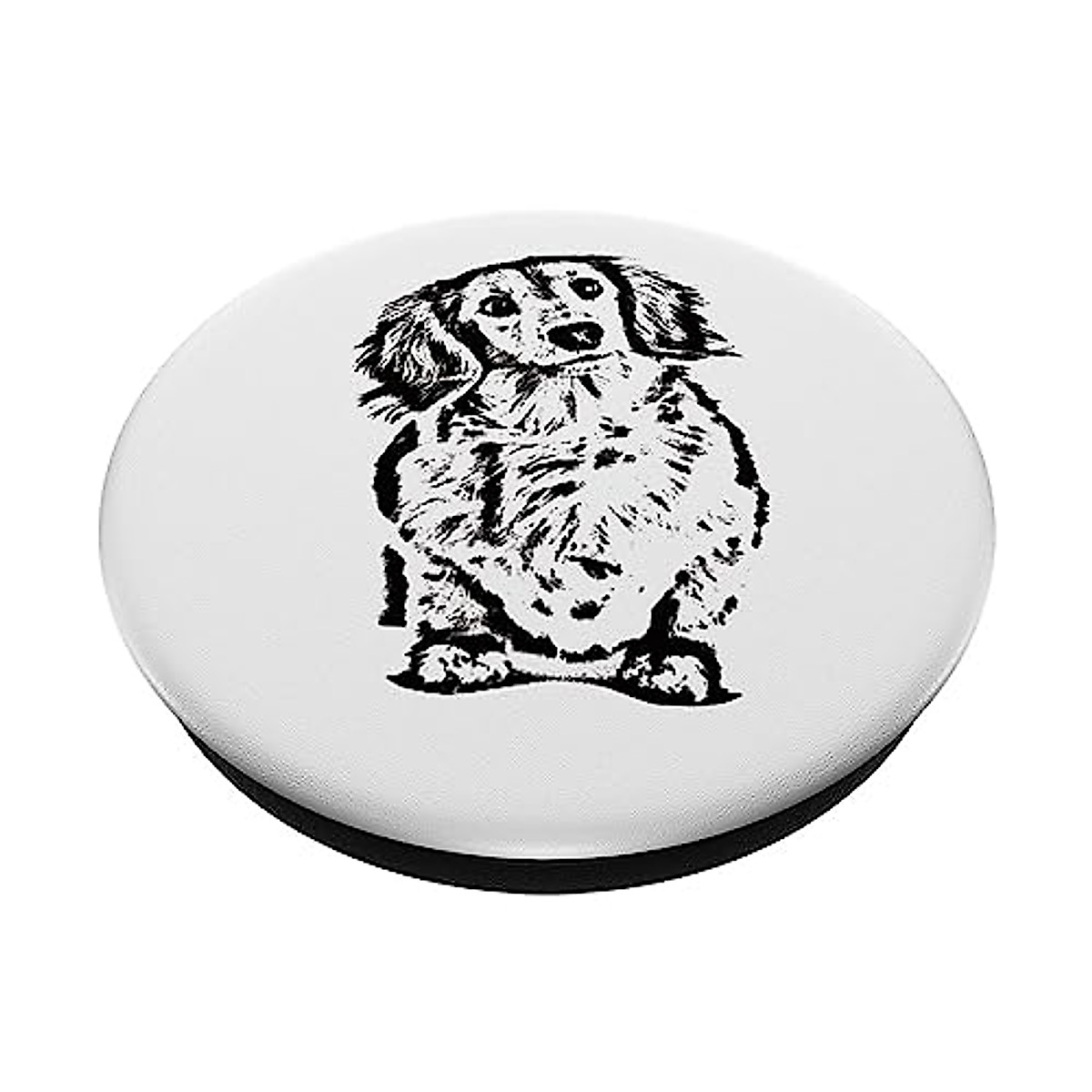 Long Haired Dachshund Cute Doxie Wiener White Black PopSockets Swappable PopGrip