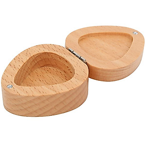 Beech wood pick case, funny heart-shaped small portable box, for guitarist storage