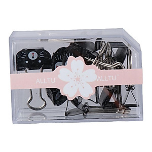 dohobby Cat Metal Binder Clips, Black Medium Paper Clamps Binder Clips, Book Clip Set, for Home Desk Organizers Office Supplies, 12Pcs