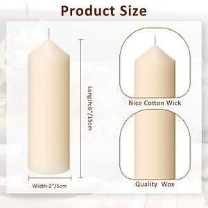 MTLEE 40 Pcs Ivory Pillar Candles 2 x 6 Inches Bulk Large Dripless Unscented Candles Wax Long Burning Smokeless Clean Burning Decorative Candles for Weddings Parties Dinners Spa Bath Home Decor