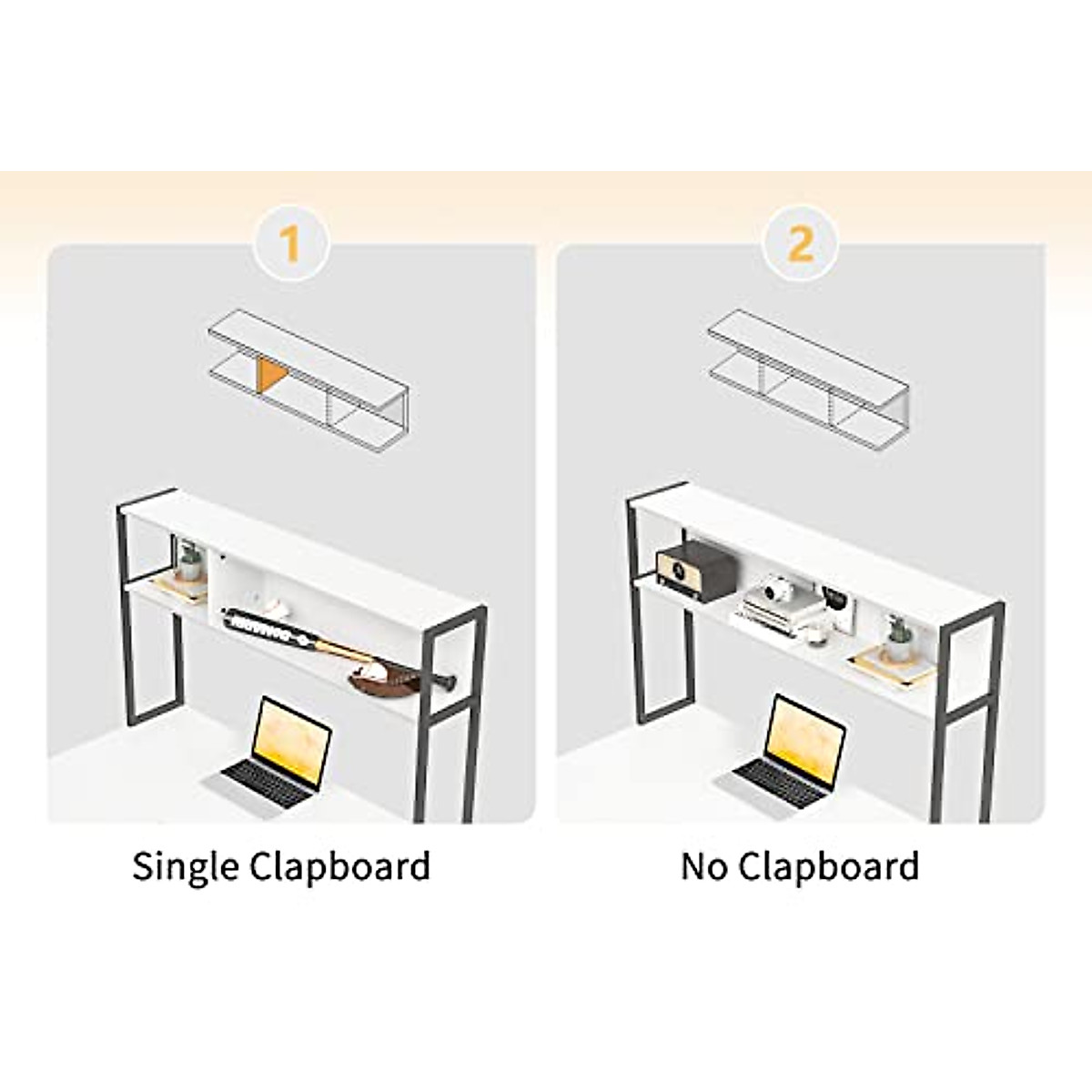 BANTI L-Shaped Desk with Hutch, 60" Corner Computer Desk, Home Office Gaming Table with Storage Shelves, Space-Saving, White