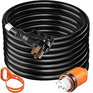 VEVOR, 10 Feet Heavy Duty Power, 50AMP ETL Listed 12000 Watts Black Cable, SS2-50R Plug, SS2-50P Extension Cord, 125/250V Generator Wire w/Portable Strap
