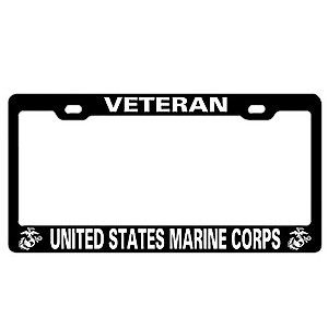 License Plate Holder Veteran United States Marine Corps Blac KLicense Plate Frame Waterproof License Plate Covers Cute Car Tag Frame