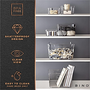 BINO | Plastic Organizer Bins, Small - 4 Pack | The SOHO Collection | Multi-Use Organizer Bins | Pantry Organizer & Freezer Organizer Bins | Plastic Storage Containers | Bins for Home & Kitchen Org