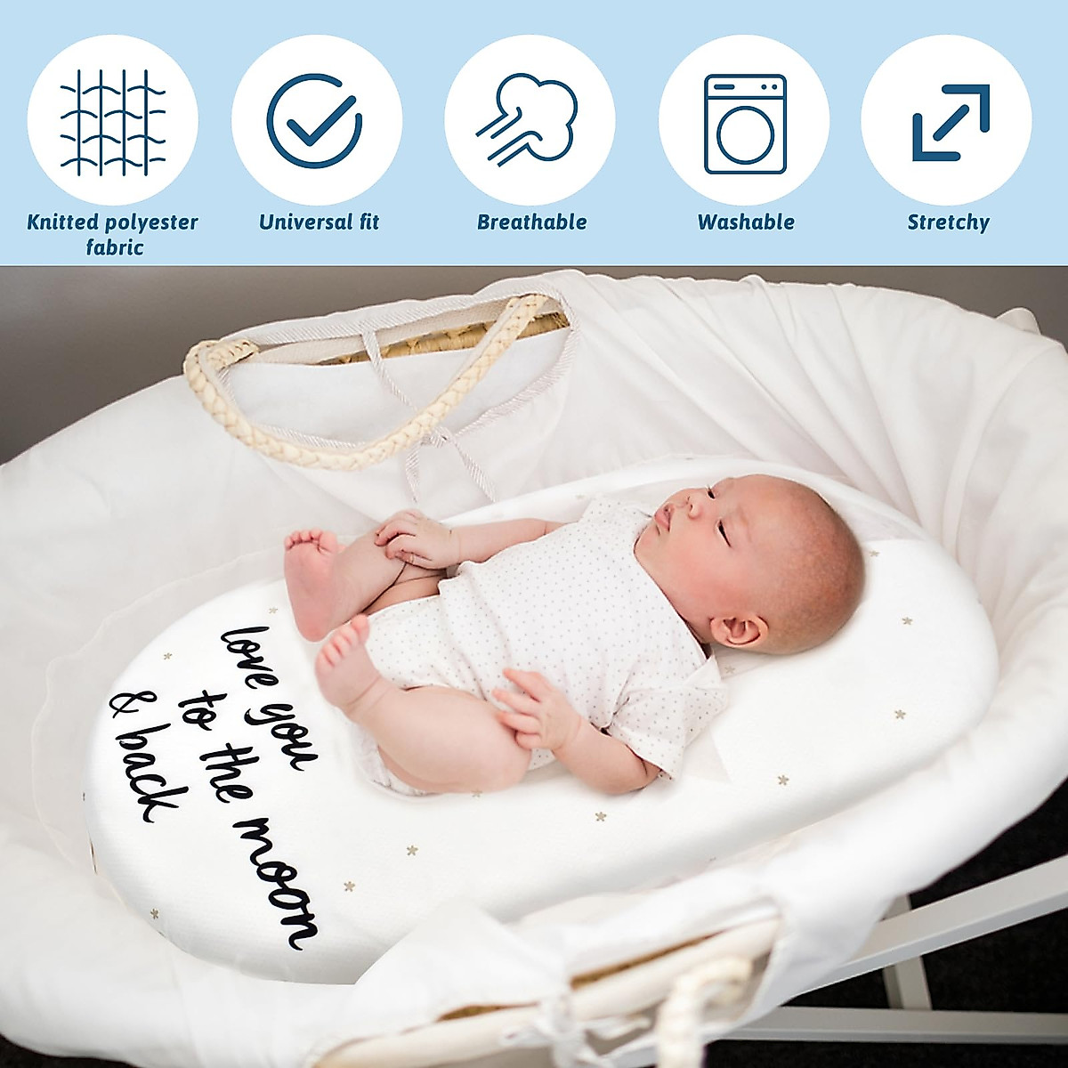 Petyoung Stretch Baby Bassinet Sheet, Toddler Ultra Soft Sheets for Bassinet Pad/Mattress for Boys Girls