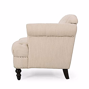 Christopher Knight Home Tracy Contemporary Deep Tufted Sofa with Nailhead Trim, Beige