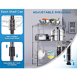 MKDLUFEI 3-Tier Wire Shelving Unit Adjustable Height 450Lb Capacity Small Metal Shelving for Storage 24"x14"x30" Metal Shelves for Kitchen, Office, Pantry, Laundry, Closet, Organizer Wire Rack