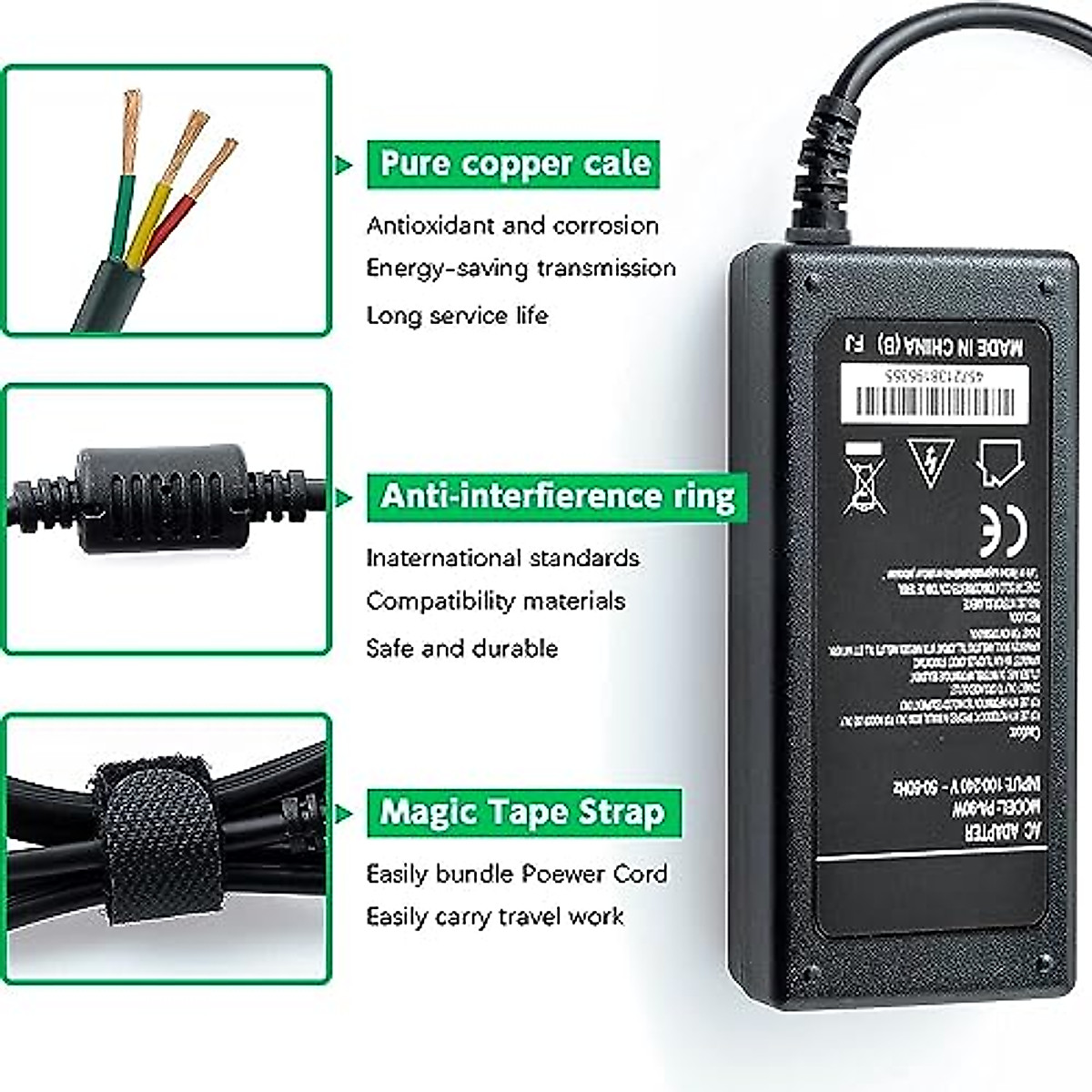 J-ZMQER AC DC Adapter Compatible with Acer Predator Z271 UM.HX1AA.006 Z271 bmiphz 27 Full HD Curved LED-Backlit Widescreen LCD Monitor