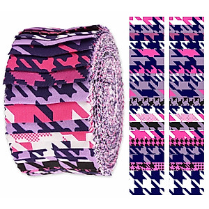 Soimoi 40Pcs Houndstooth Print Cotton Precut Fabrics for Quilting Craft Strips 2.5x42inches Jelly Roll - Purple & Pink