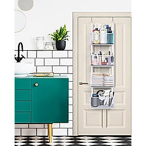 ULG Over Door Organizer with 4 Large Ultra Sturdy & Large Pockets Organizer, 22 lbs Capacity Hanging Storage Organizer with Clear Window for Bedroom Nursery, Baby Kids Toys, Shoes, Diapers, White