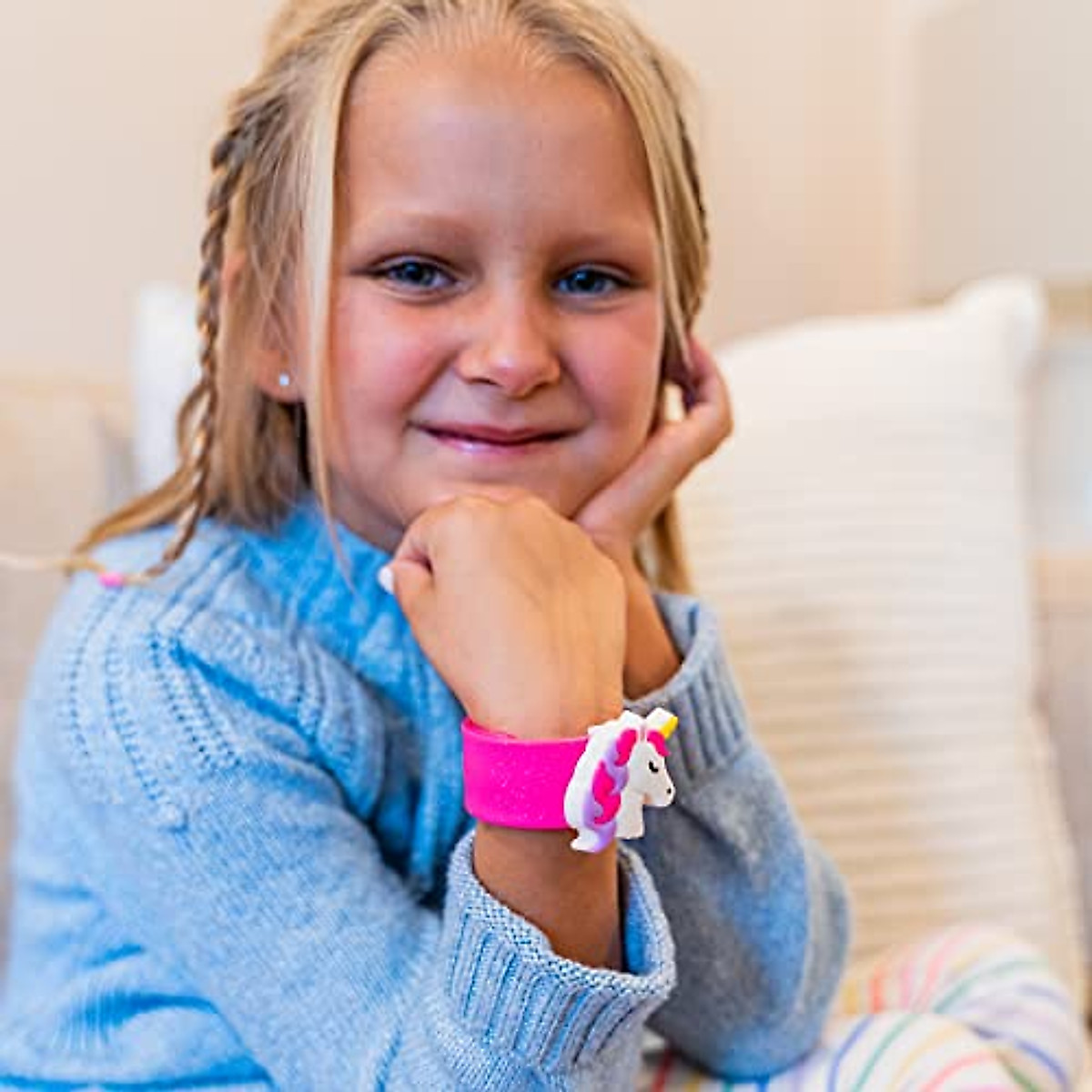 FROG SAC 3 Flashing LED Unicorn Slap Bracelets for Kids, Light Up Unicorns Slap Bracelet Wrist Bands for Girls, Tween Girl Birthday Party Favors, Goodie Bag Easter Basket Stocking Stuffers