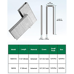 meite 15.5 Gauge Flooring Staples, 2-Inch Length 1/2-Inch Crown Hradwood Floor Staples Collated Galvanized Flooring Staples (5,014 Counts)