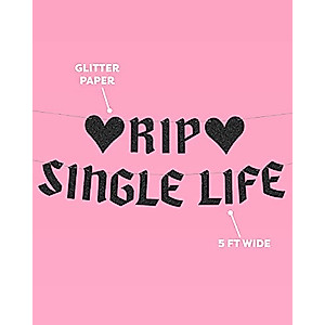 xo, Fetti RIP Single Life Glitter Banner - Black, 5 Ft. | Bachelorette Party Decorations, Fun Bach Backdrop, Bride or Die, Gag Gift