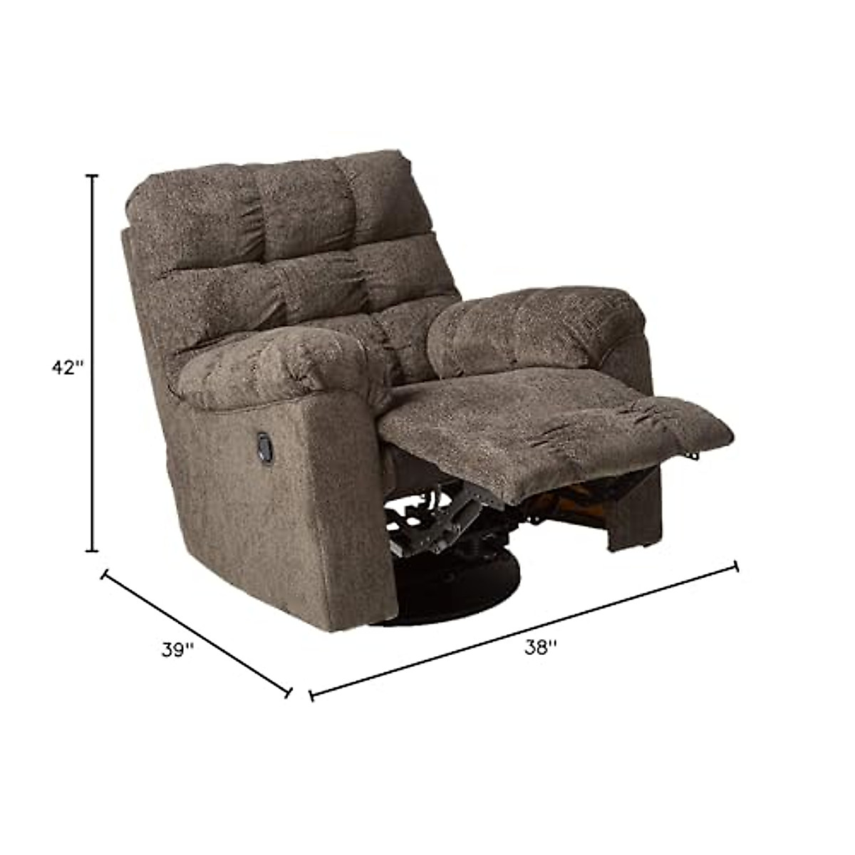 Signature Design by Ashley Acieona Oversized 360-Degree Manual Swivel Rocker Recliner, Dark Gray