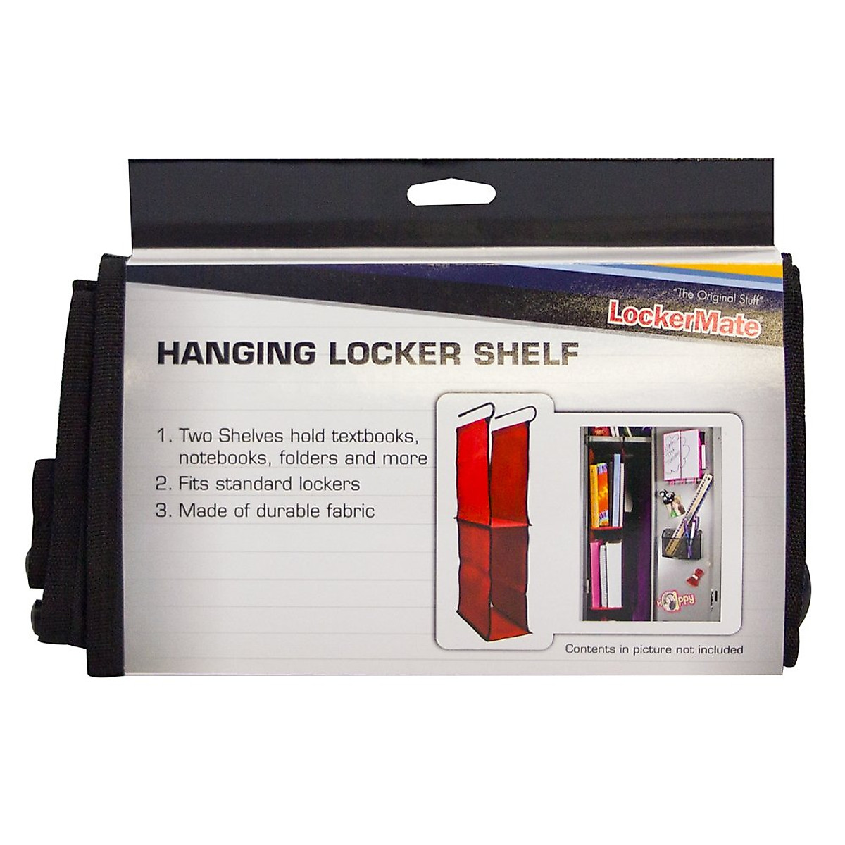 Hanging Fabric Locker Shelf - 2 shelves, fits standard lockers, durable fabric, Colors may vary
