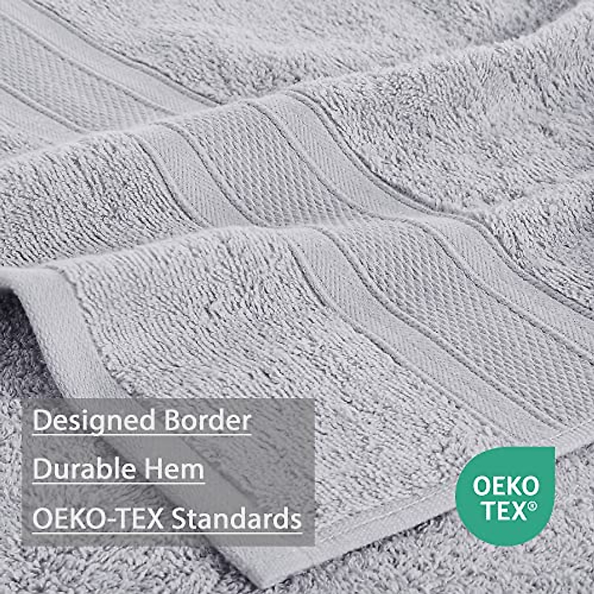 TRIDENT 6 Piece Bath Towels Set for Bathroom - 2 Bath Towel, 2 Hand Towel, 2 Washcloth 100% Cotton Soft and Plush Highly Absorbent, Soft Towel for Hotel & Spa - Silver Grey