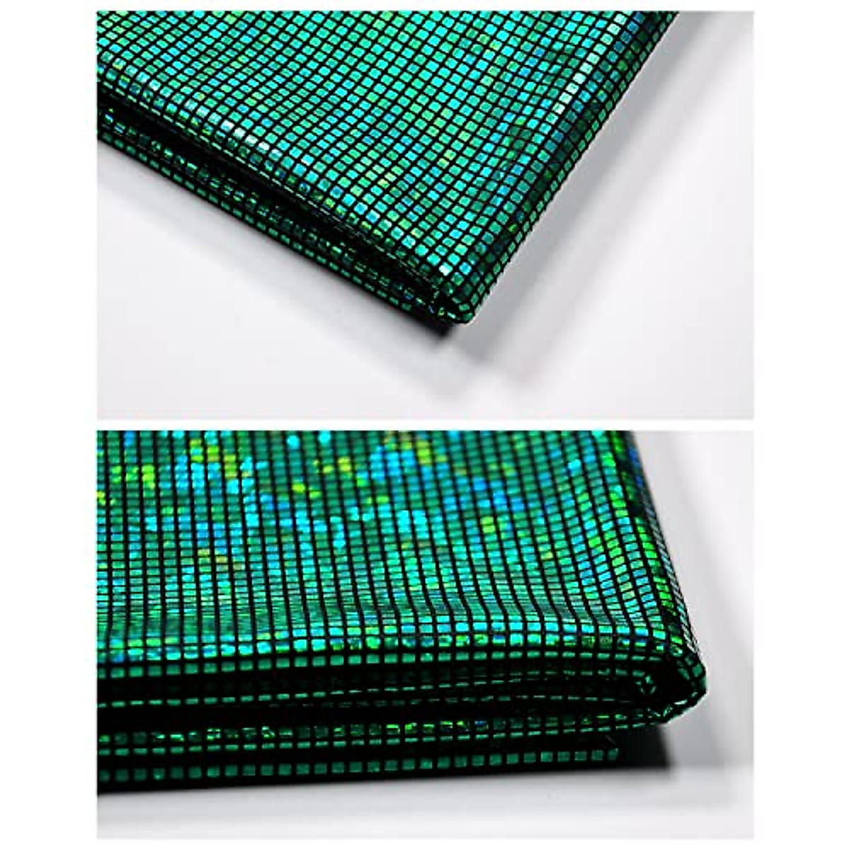 Yutone Stretch Knit Fabric 57inch Wide Decoration, Apparel, Costume Sewing Quilting Apparel Crafts Décor by Yard (Iridescent Hologram Green 1Yard)