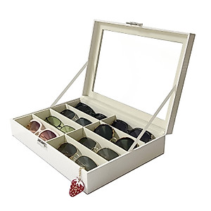 UnionBasic 8-slot Sunglasses Glasses Organizer Collector Storage Case, Croco White
