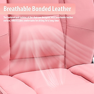 REFICCER Pink Office Chair, Ergonomic High Back Executive Office Desk Chairs for Women, 90°-120° Rocking Computer Chair with Wheels, Swivel Lumbar Support Home Office Desk Chair