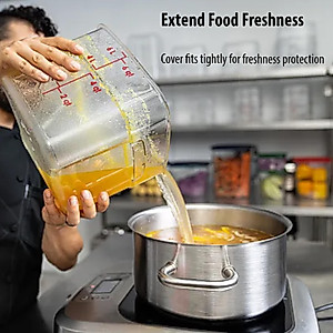 Lumintrail Cambro 6 Quart CamSquare Plastic Storage Container, Translucent, and Red Lid, Bundle with a Measuring Spoon Set (6SFSPP190), BPA Free Plastic