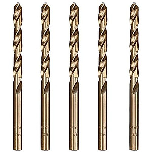 Hymnorq M35 Cobalt Steel Fractional 9/32 Inch Dia. x 4.25 Inch Long Twist Drill Bit Set of 5pcs, Jobber Length Round Shank, Self-Centering Split Point, Heat Resistant for Metalworking