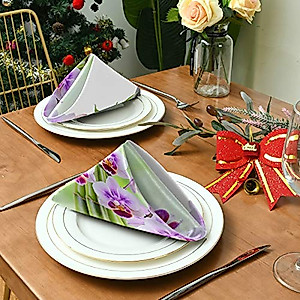 Pfrewn Spa Zen Garden Cloth Napkins Set of 1 Basalt Stones Orchid Dinner Napkins Solid Washable Reusable Polyester Table Napkins Oversized 20"X20" with Hemmed Edges for Home Weeding Decoration