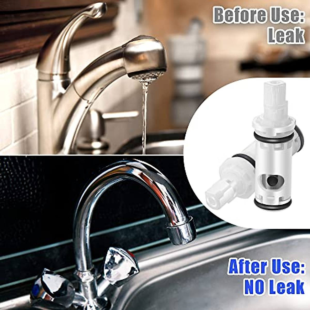 Enhon 6 Pack Faucet Cartridge Replacement Kit Compatible with Moen 1224 1224B Double Handle Faucets and Tub Showers, Durable Brass and Plastic