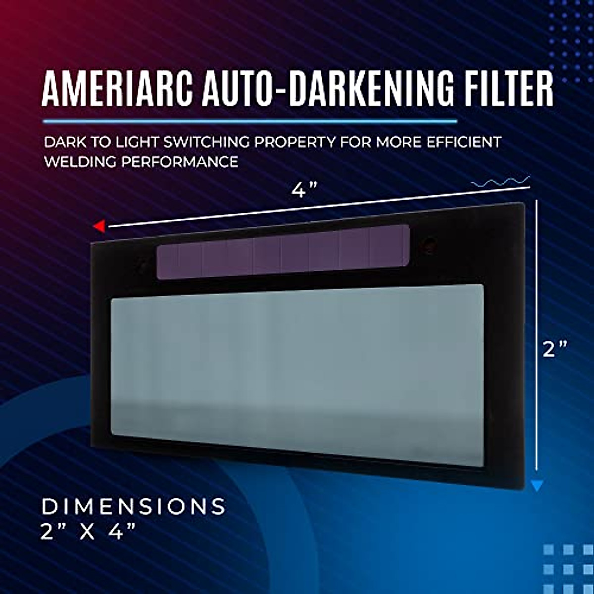 AmeriArc Auto-Darkening Welding Filter For Mask 2x4 - Shade 10, Filtering Lens Fits Most Helmets and Pipeliner Hood