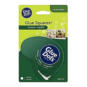Glue Dots GLU23681 Removable 3/16" Square Dispenser 450Pc Dispenser Glue Sq Runremovable, Clear