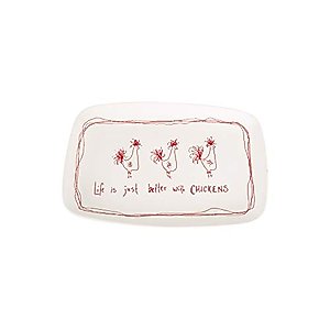 Creative Co-Op "Life is Just Better with Chickens" Stoneware Platter
