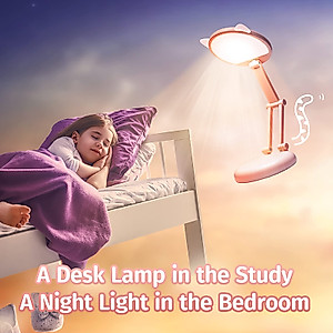 One Fire Cute Desk Lamp Pink Lamp Kawaii Desk Accessories, 8 Brightness Cute Lamp Cat Lamp Kawaii Accessories, Foldable & Portable Pink Cute Desk Accessories Kawaii Room Decor,Kawaii Stuff Cute Things