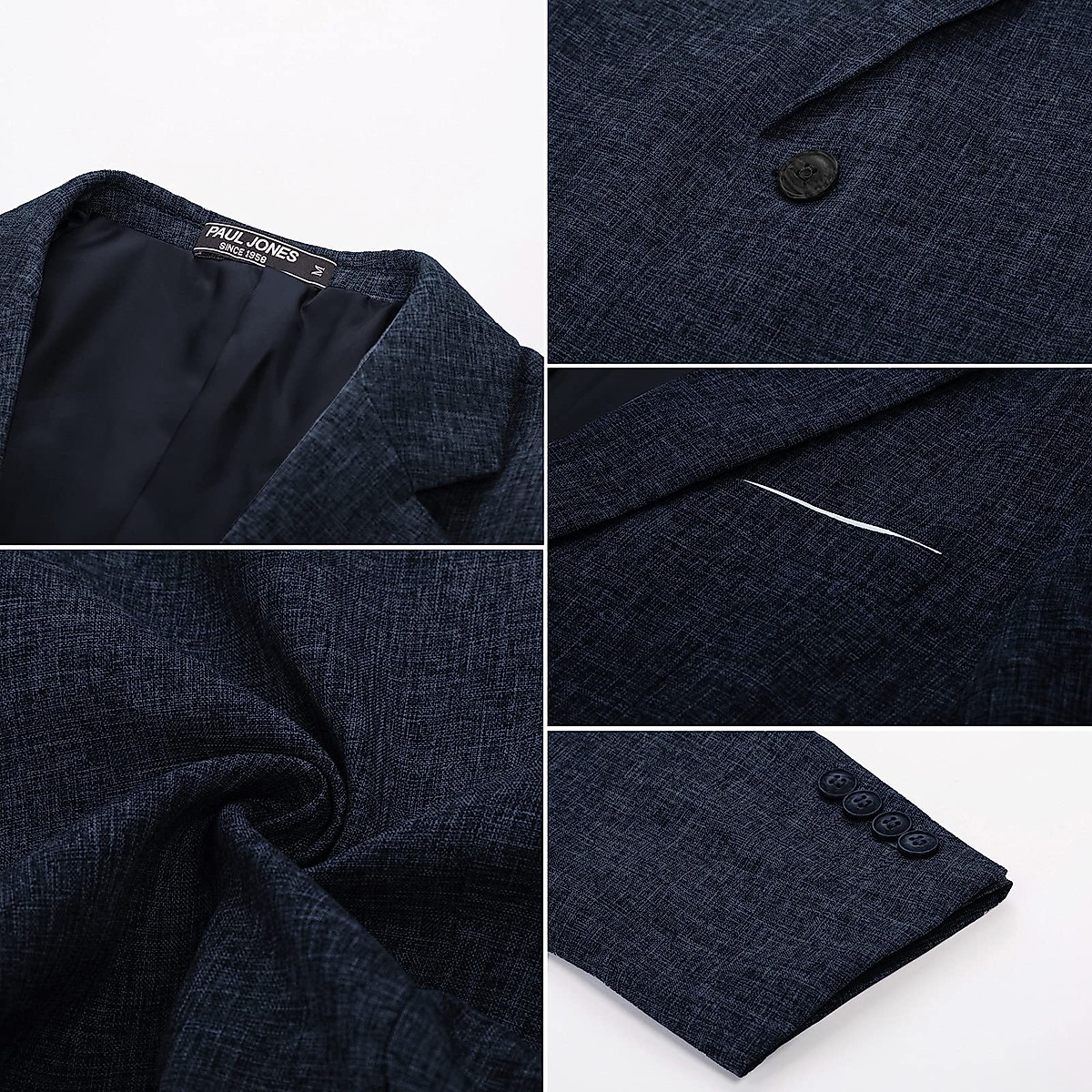 Men's Tailored Casual Blazer Slim Fit One Button Business Sport Coat Navy L