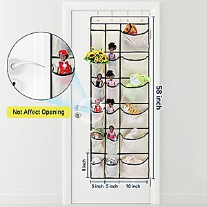 Over the Door Shoe Organizer, Hanging Shoe Organizer for Closet with 12 Small & 6 Large Mesh Pockets Makes the Most of Vertical Door Space to Store all Your Household Essentials Maximize (beige)