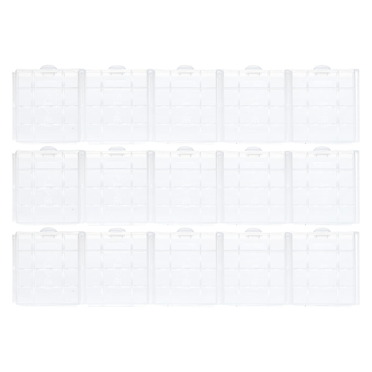 [15 Pack] 4-in-1 Unique AA Battery Storage Holder Kit with Reusable Stickers (45) Effective AA and AAA Battery Storage Organizer Battery Holder Cases