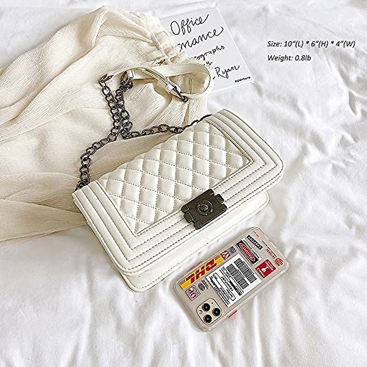 Paparazzi Womens Crossbody Purses and Handbags Faux Leather Messenger Bag Large Capacity Ladies Shoulder Satchel Purse, White