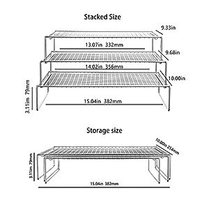 LANEJOY 3-Tier Stackable Cooling Racks for Cooking and Baking Stainless Steel Wire Cooling rack Oven & Dishwasher Safe (15 * 10 * 3 inch LYW02A)