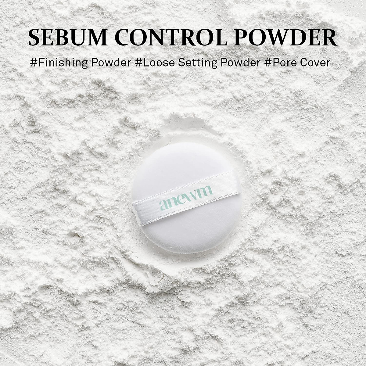 SAAT INSIGHT Anewm Sebum Control Drying Powder 5g - Oil Control Powder for Long-Lasting Clean Skin, Sebum Control Blotting Powder to Provide Transparent Makeup Finish, and Blur Fine Lines & Pores